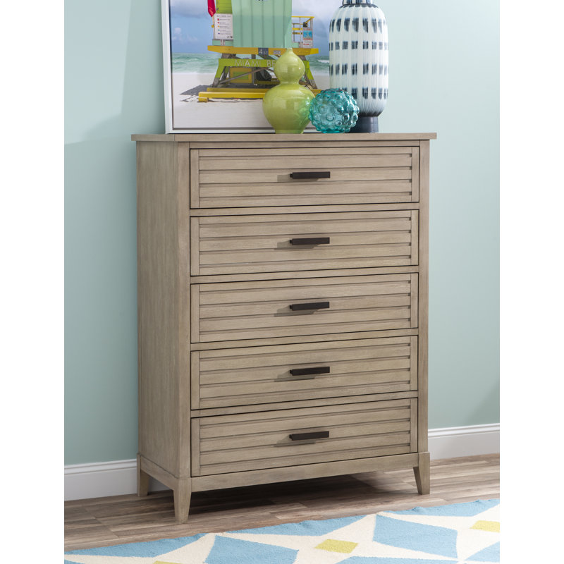 Wade Logan® Ashantey 5 Drawer 42" W Solid Wood Dresser | Wayfair